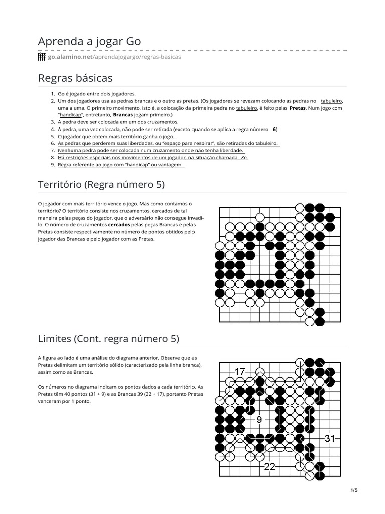 Regras básicas para aprender a jogar Go | PDF