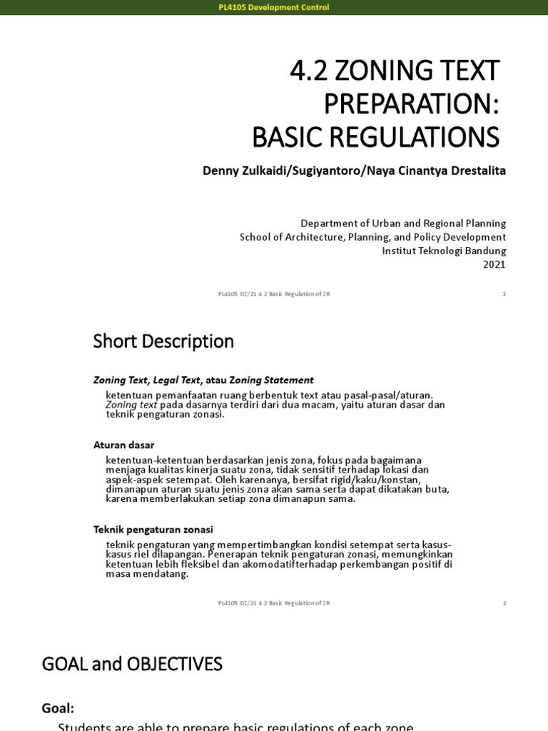 4.2 Zoning Text Preparation - Basic Regulation 21 | PDF