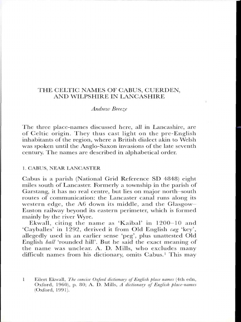 Celtic Place Names | PDF | Linguistics