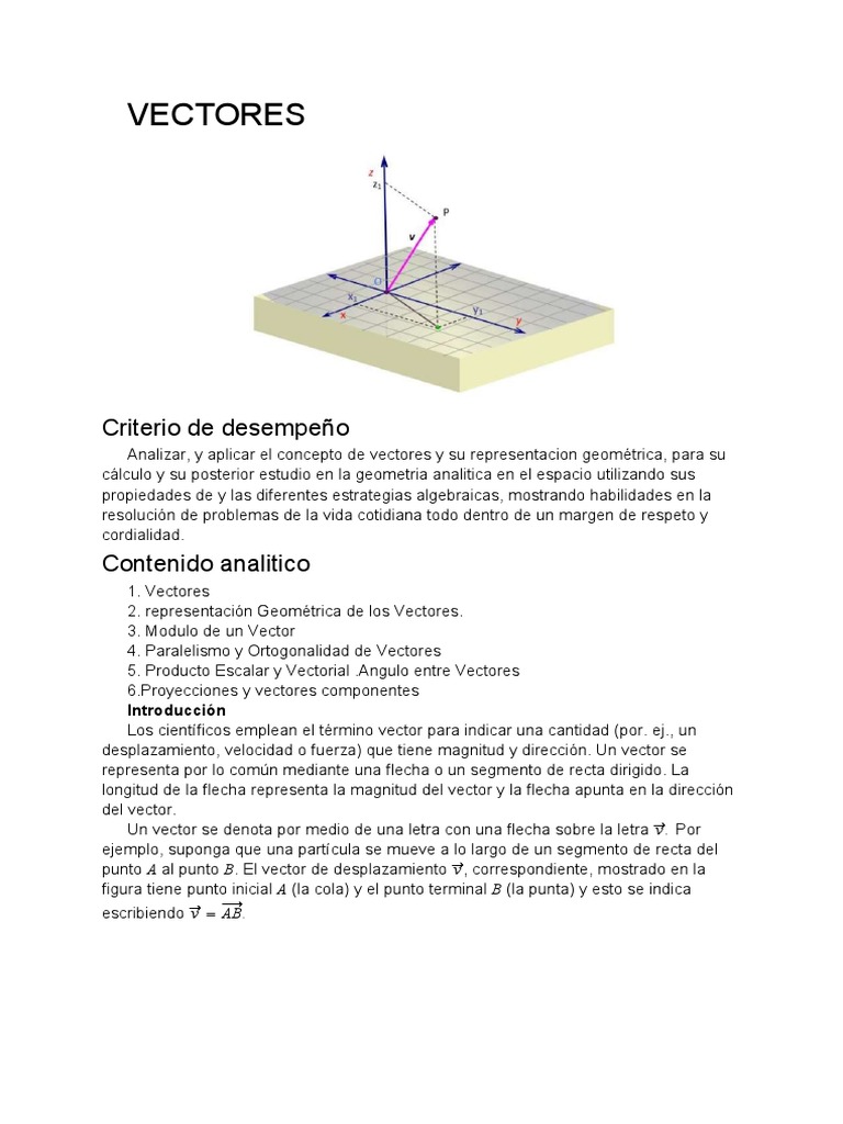 Vectores en Primera, Segunda y Tercera Dimension | PDF | Espacio ...