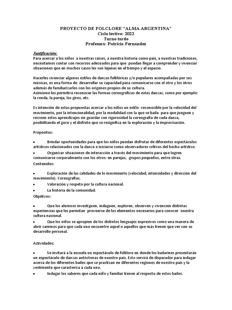 Proyecto de Folclore | PDF | Bailes | Folklore