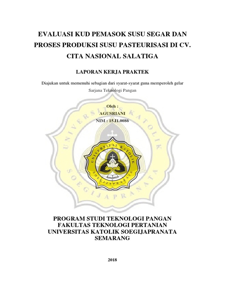 Evaluasi Kud Pemasok Susu Segar Dan Proses Produksi Susu Pasteurisasi Di Cv. Cita Nasional ...