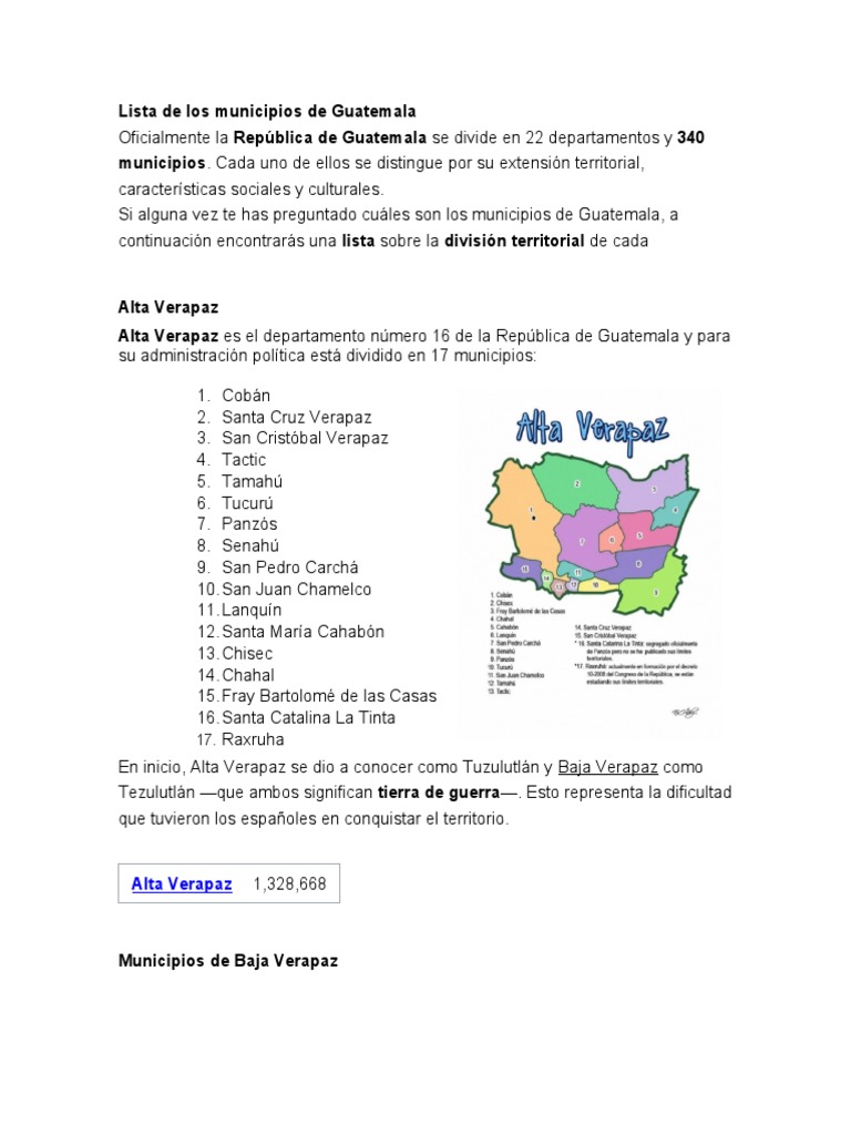 Lista de Los Municipios de Guatemala | PDF | Guatemala
