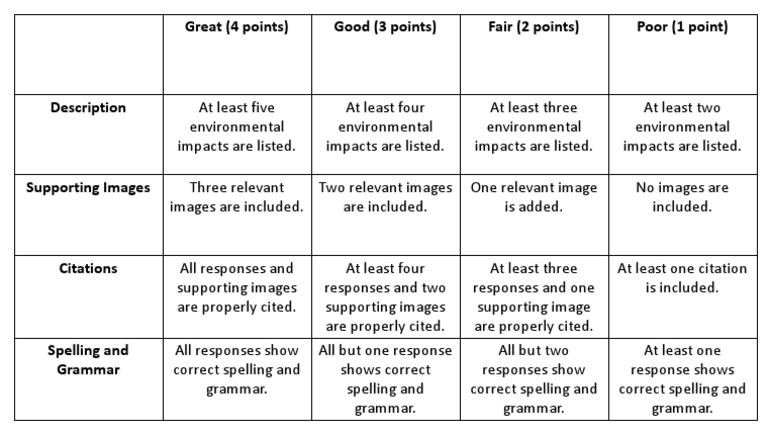 Plastic Pollution Graphic Organizer Rubric | PDF