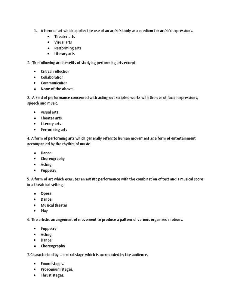 Speech and Theater Arts Questions | PDF | Performing Arts | Theatre