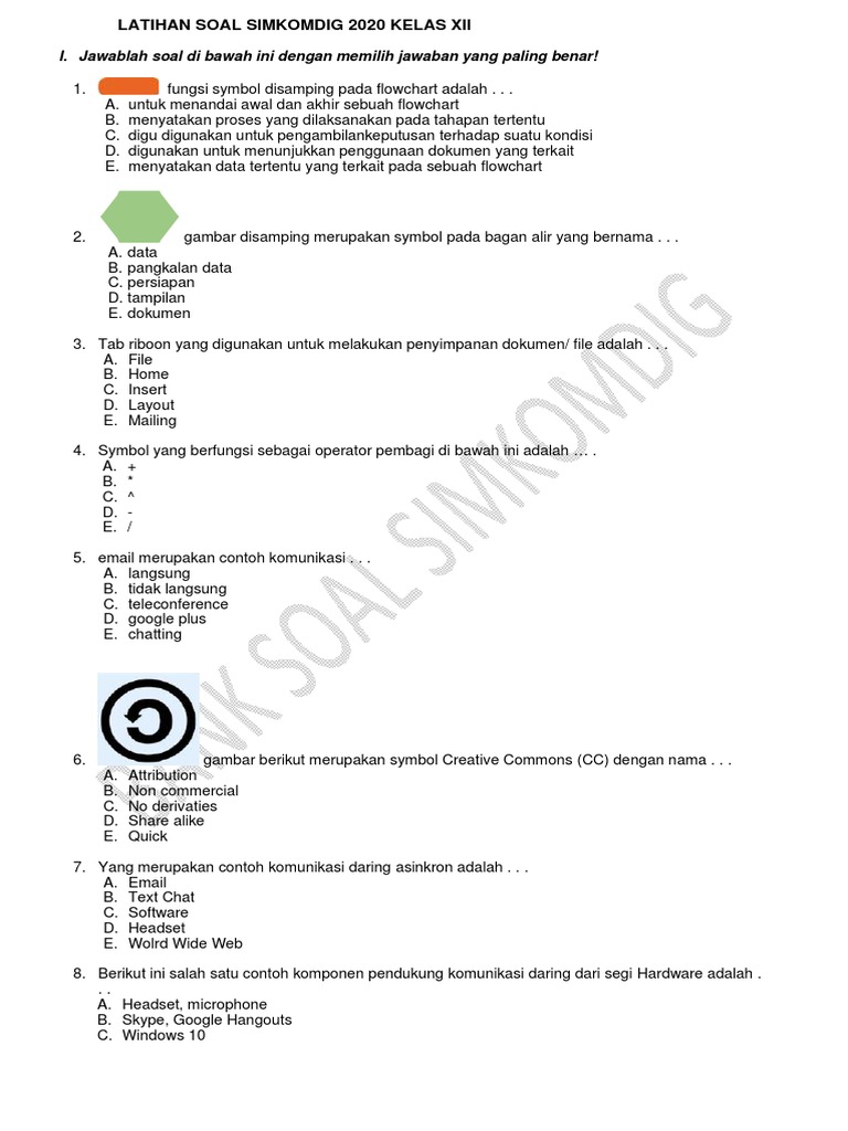 Bank Soal Kelas Xii Simkomdig 2020 - Versi | PDF