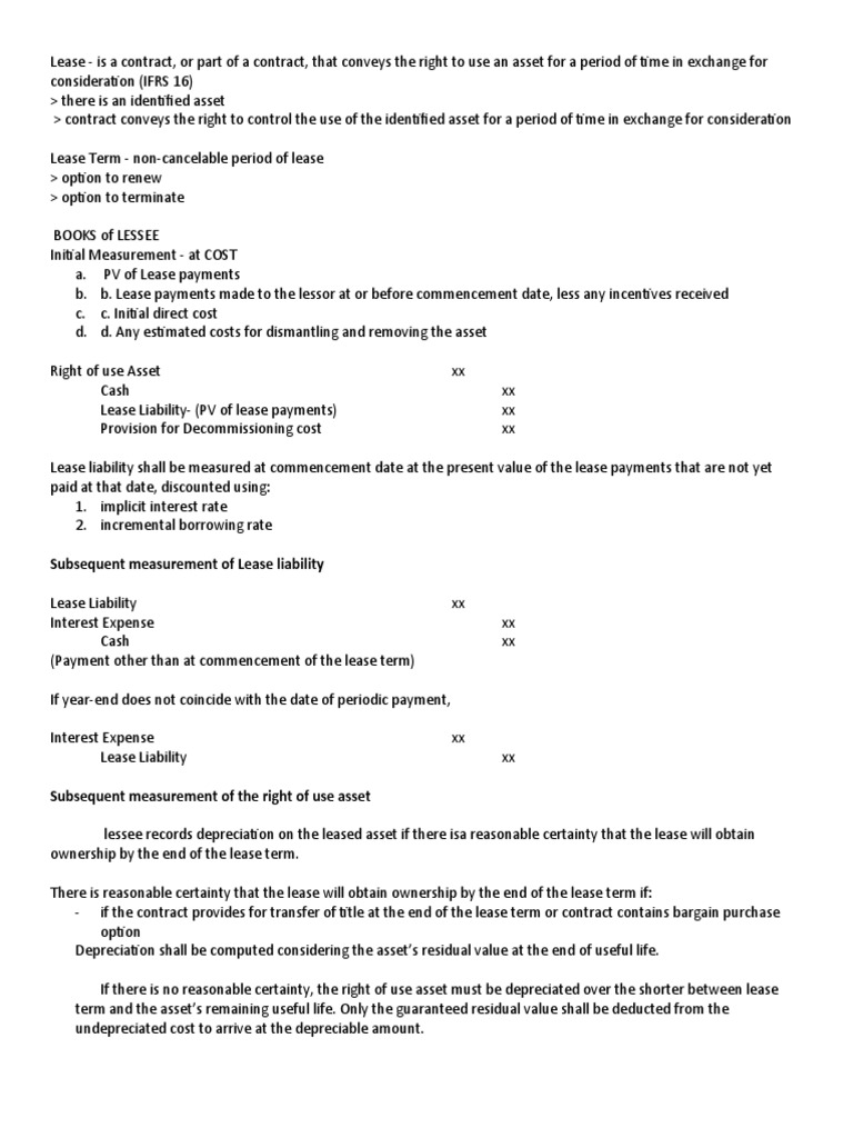 Subsequent Measurement of Lease Liability | PDF | Lease | Depreciation