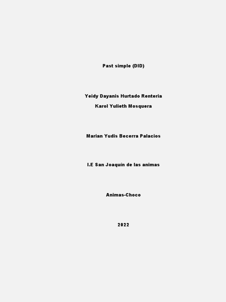 Uso del auxiliar "Did" en pasado simple | PDF | Verbo | Oración ...