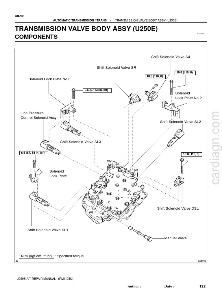 Transmission Valve Body Assy (U250E) : Components | PDF | Automatic ...