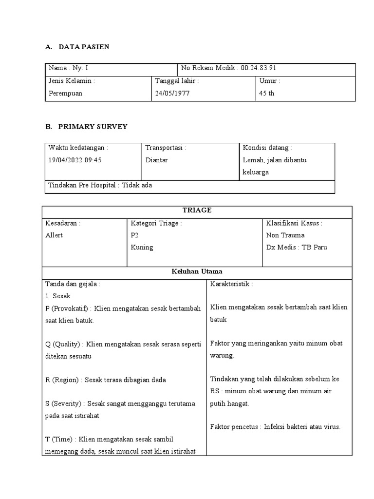 Resume Medis Pasien TB Paru | PDF