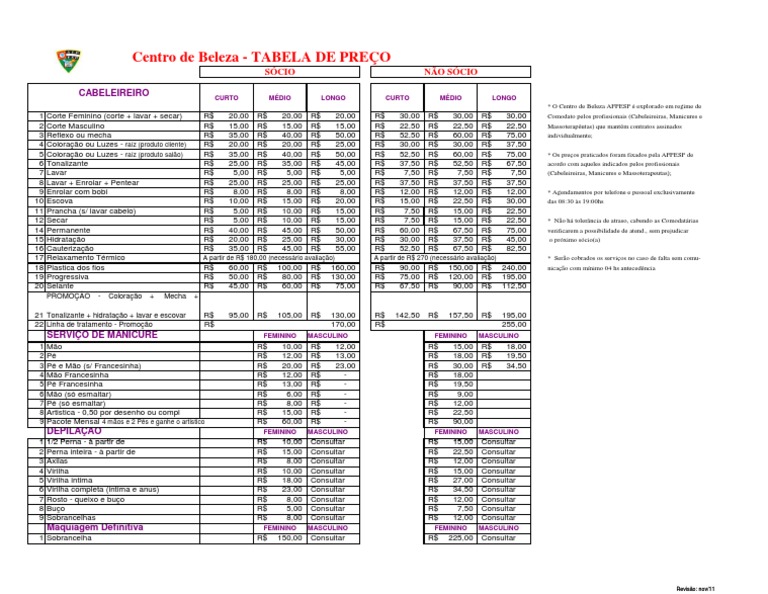 Tabela Regional Botucatu Vigente | PDF