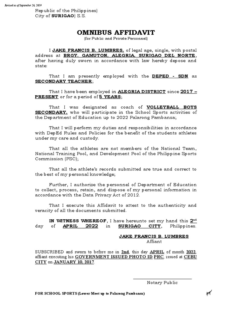2020 Omnibus Affidavit | Download Free PDF | Affidavit | Information ...