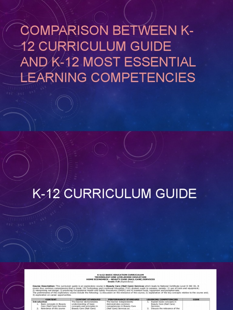 Comparison Between K-12 Curriculum Guide and K-12 Most Essential ...