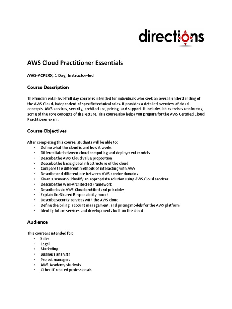 AWS Cloud Practitioner Essentials: Course Description | PDF | Cloud ...