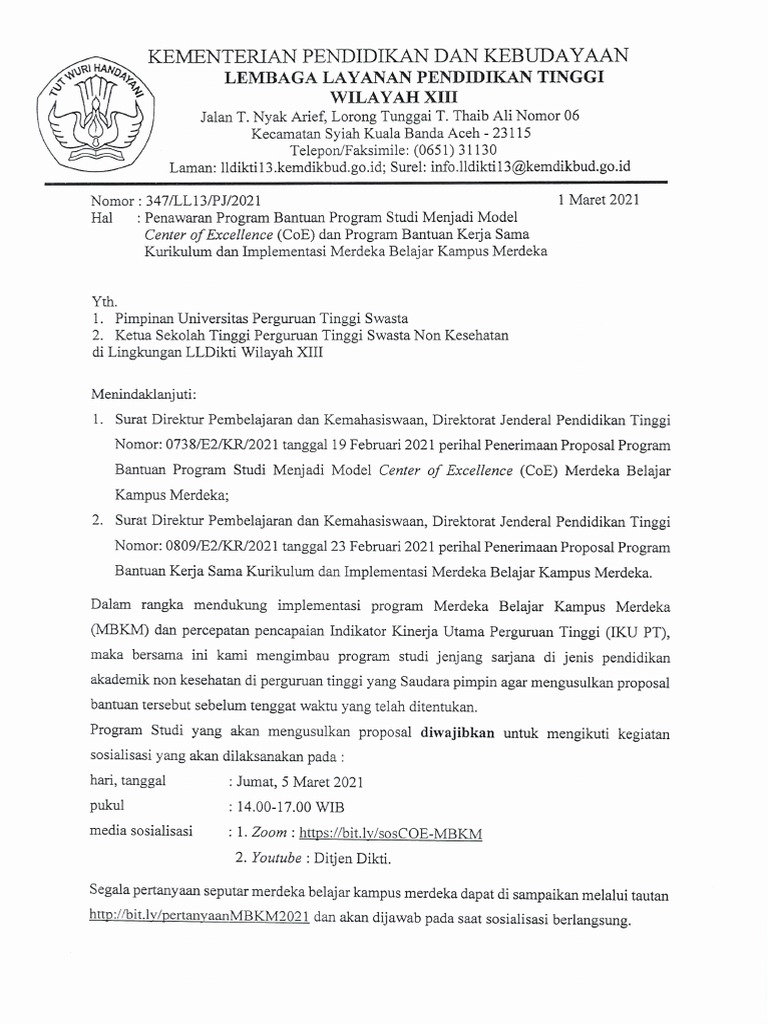 Surat Penawaran CoE KSK | PDF