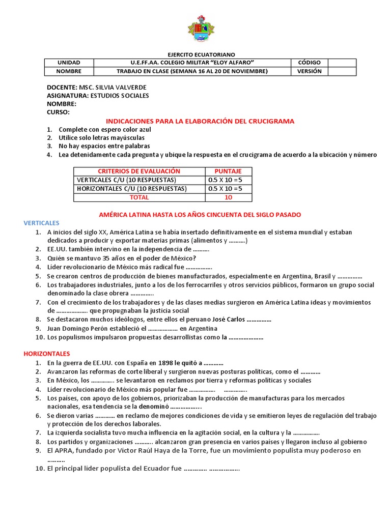 Trabajo en Clase Sobre América Latina Hasta Los Años 50 | PDF | America ... Trabajo en Clase Sobre América Latina Hasta Los Años 50 | PDF | America ...