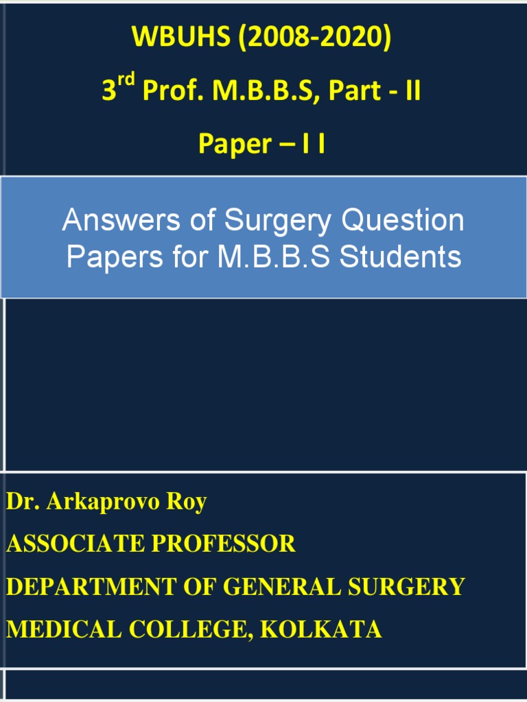 Question Answer Surgery Mbbs 2nd Paper C | PDF