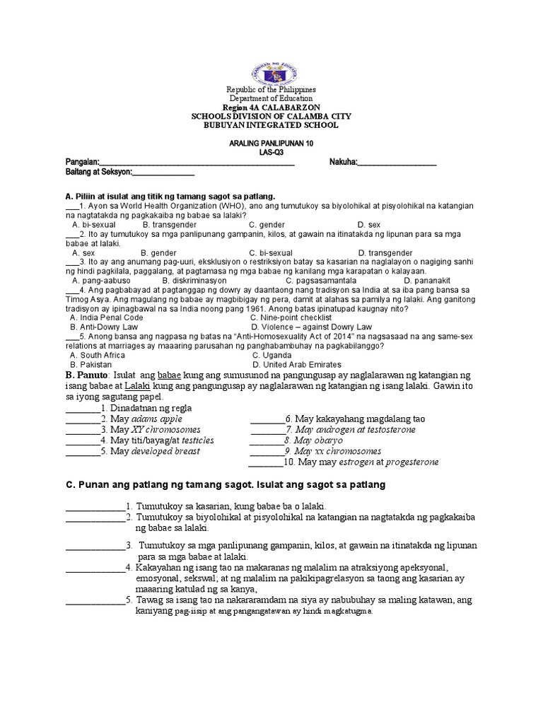 Pangalan: - Nakuha: - Baitang at Seksyon | PDF