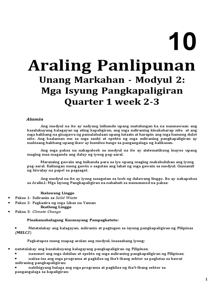 Ap 10 Modyul 2 Quarter 1 Week 2 3 | PDF