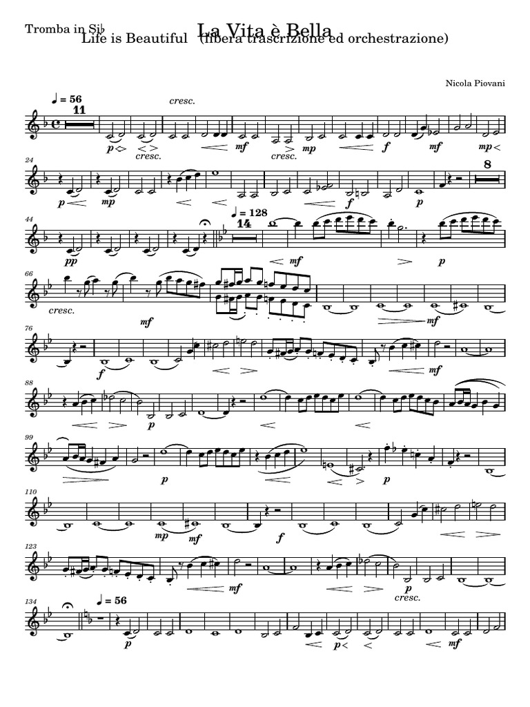 La Vita e Bella-Tromba in Sib | PDF