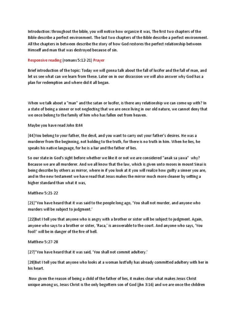 Sunday School Outline | PDF | Lucifer | Satan