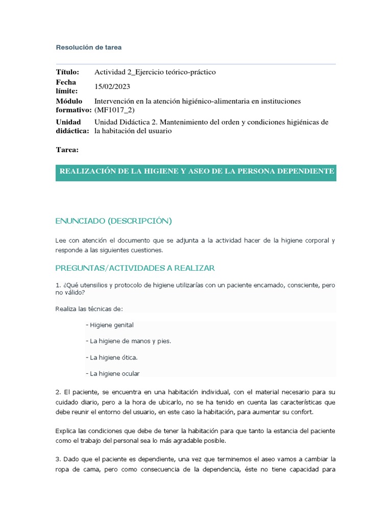 MF1017 - 2 Ud2 Caso Practico 2 | PDF | Lavado de manos | Aire acondicionado