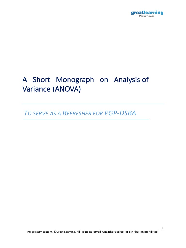 Monograph - ANOVA | PDF | Analysis Of Variance | P Value