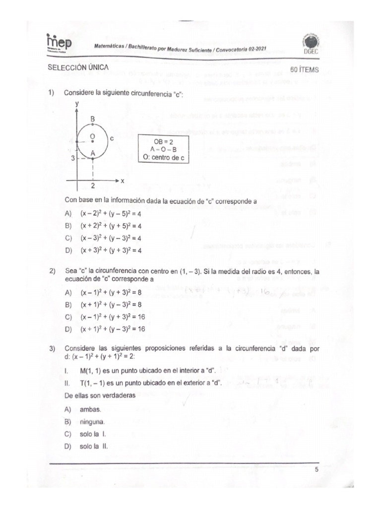 Examen 2-2021 Mate BXM | PDF