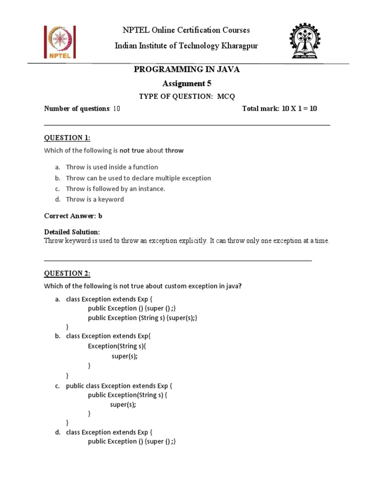 Week-05 Assignment Programming in Java | Download Free PDF | Object ...