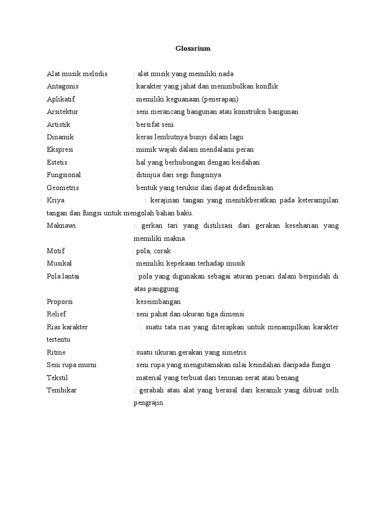 Contoh Glosarium Seni dan Budaya | PDF | Seni
