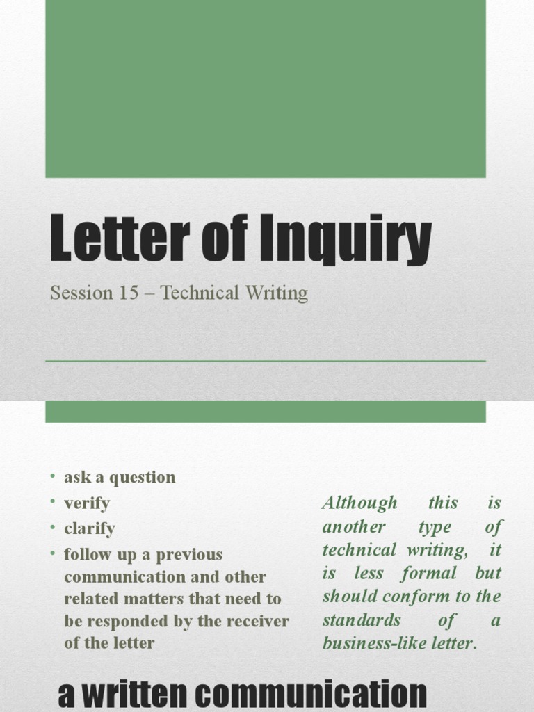 Letter of Inquiry | PDF | Communication | Human Communication