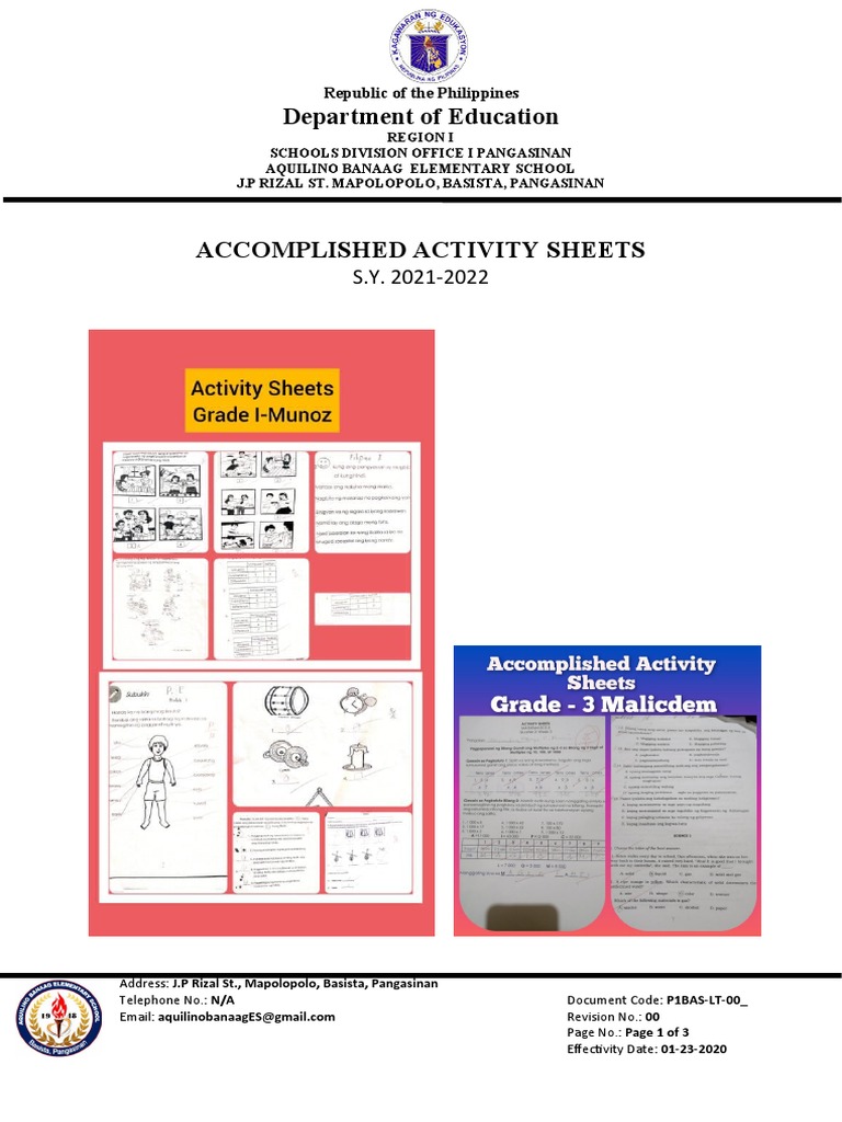 Accomplished Activity Sheets | PDF