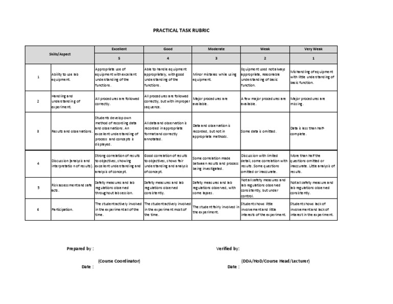 Rubric Practical Task | Download Free PDF | Experiment | Understanding