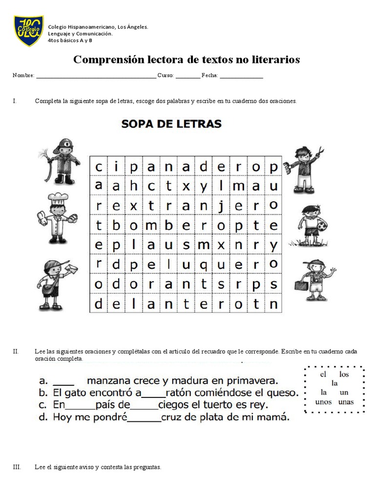Actividad. Comprensión de Textos No Literarios. | PDF | Alimentos | Cocina