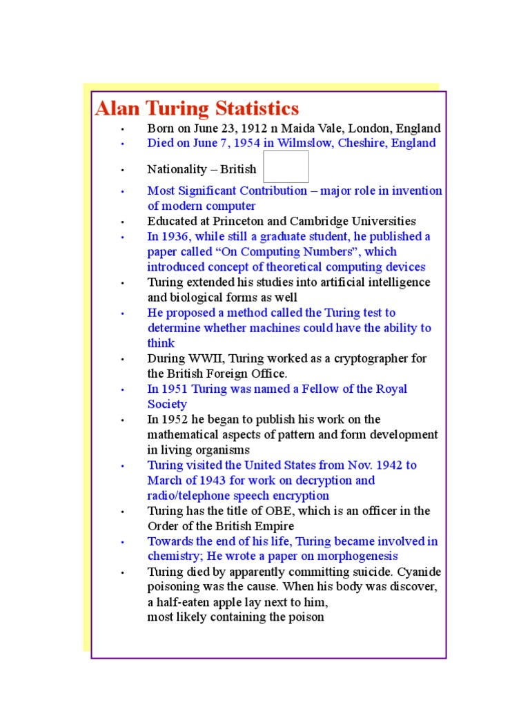 Alan Turing: Life and Contributions | PDF