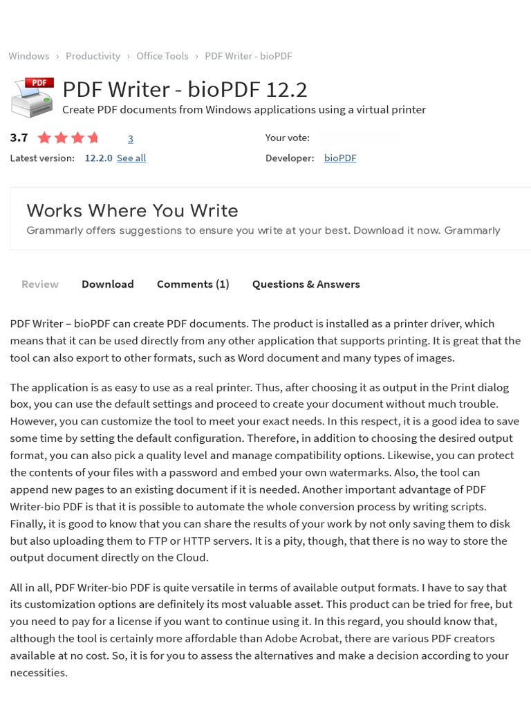 PDF Writer - bioPDF Download - Create PDFs From Any Application That ...