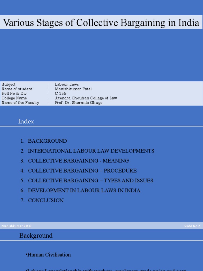 An Overview of the Various Stages of Collective Bargaining in India ...