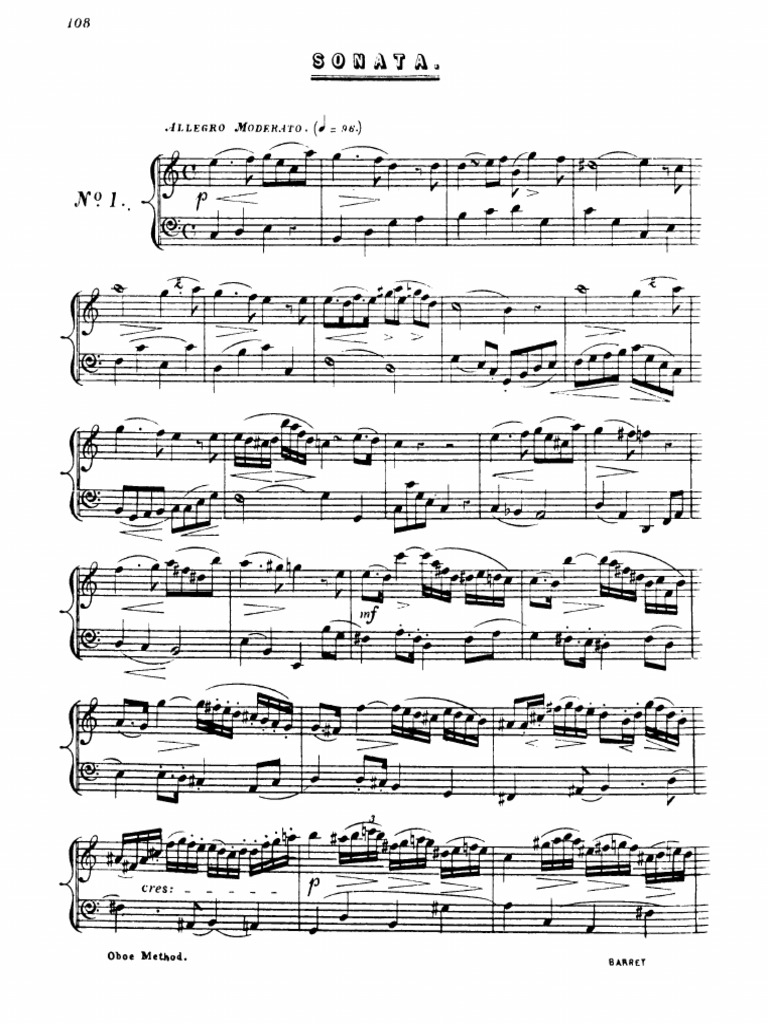 Barret - Method For The Oboe (2nd - Ed) Sonatas | PDF