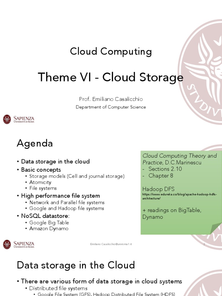 L9 - Cloud Storage | PDF | Apache Hadoop | Computer Data Storage