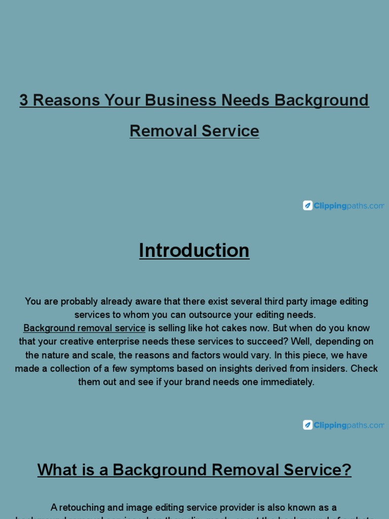3 Reasons Your Business Needs Background Removal Service | PDF | Adobe ...