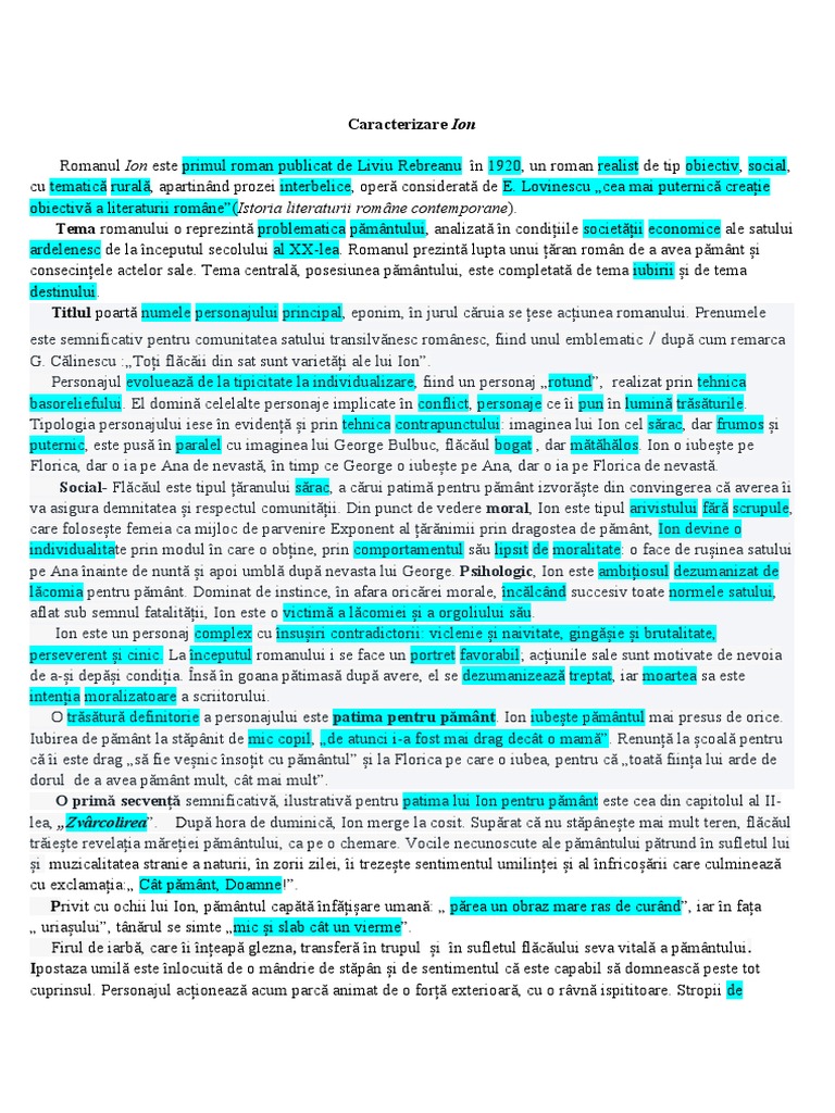 Caracterizare Ion | PDF