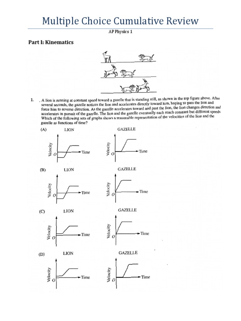 Multiple Choice Cumulative Review: Part I: Kinematics | PDF | Series ...