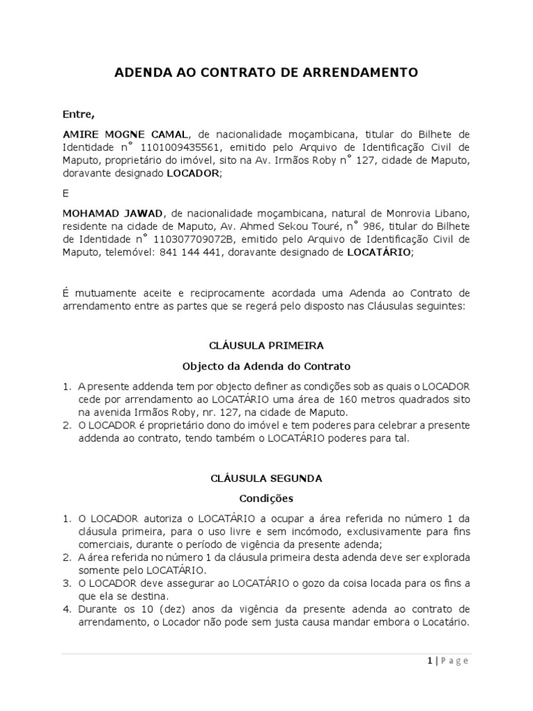 Adenda Ao Contrato | PDF