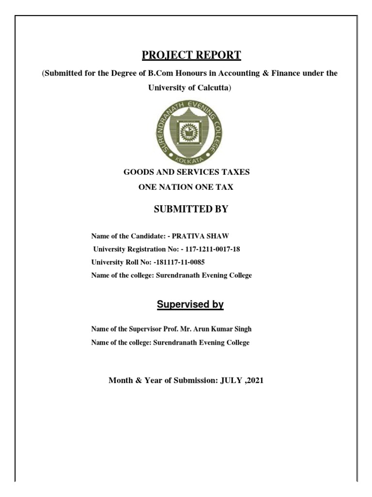 Project Report: University of Calcutta) | PDF | Career & Growth