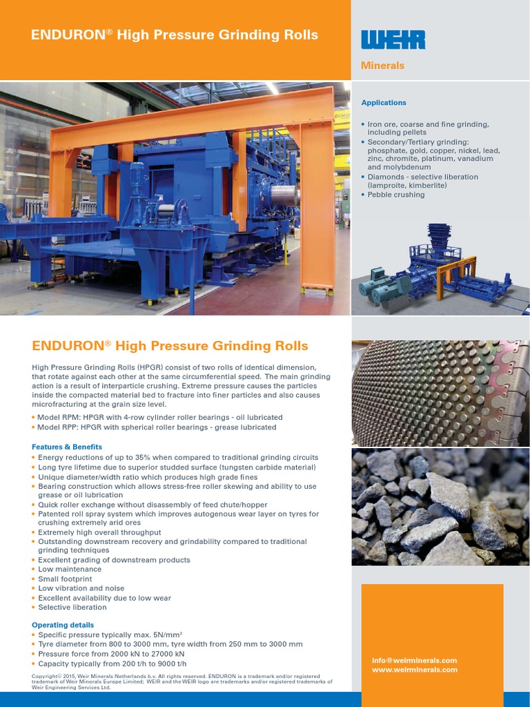 Spec Sheet-Enduron HPGR-global-07-2015 | PDF | Mill (Grinding) | Chemistry