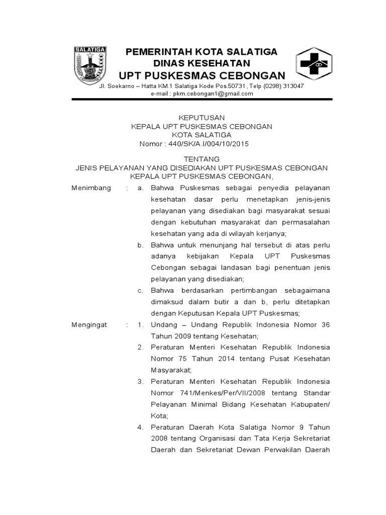 1.1.1.a SK Tentang Jenis Pelayanan Yg Disediakan | PDF