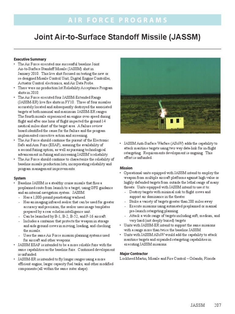 Joint Air-to-Surface Standoff Missile | PDF | Missile | Military Aviation