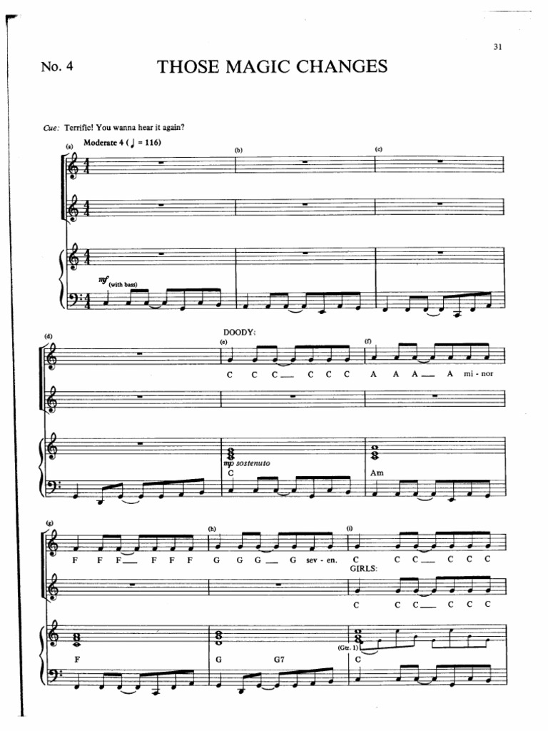Those Magic Changes Tenor Grease | PDF