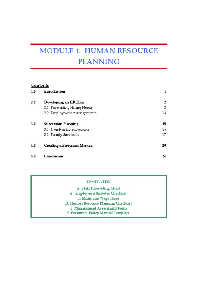 Module 1: Human Resource Planning: Ction | PDF