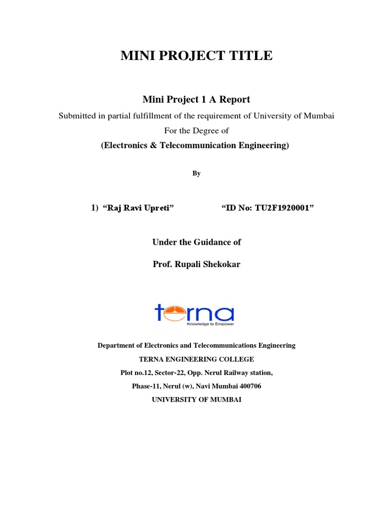 Mini Project Report - A01 | PDF | Traffic | Traffic Light